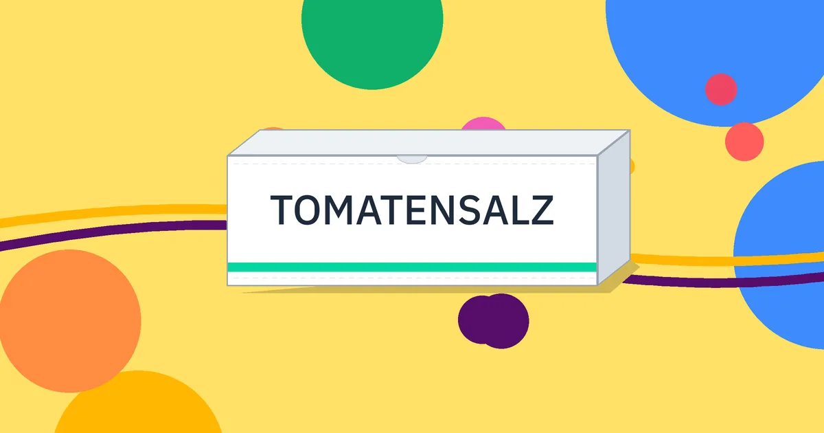 Symbolbild: Packung mit der Aufschrift TOMATENSALZ (PZN 07089724) – Verfügbarkeit und Bezug in Apotheken in Frankfurt am Main