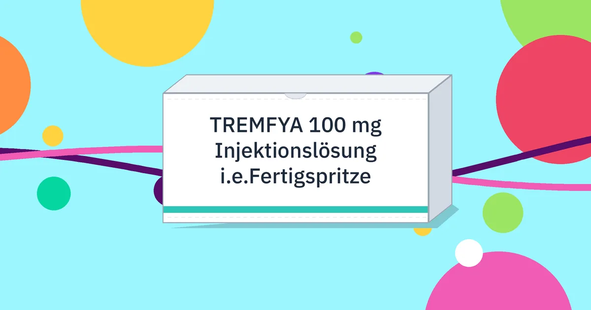 Symbolbild: Packung mit der Aufschrift TREMFYA 100 mg Injektionslösung i.e.Fertigspritze (PZN 17397266) – Verfügbarkeit und Bezug in Apotheken in Frankfurt am Main