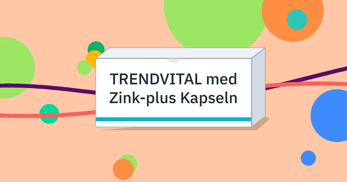 Symbolbild: Packung mit der Aufschrift TRENDVITAL med Zink-plus Kapseln (PZN 12562795) – Verfügbarkeit und Bezug in Apotheken in Frankfurt am Main