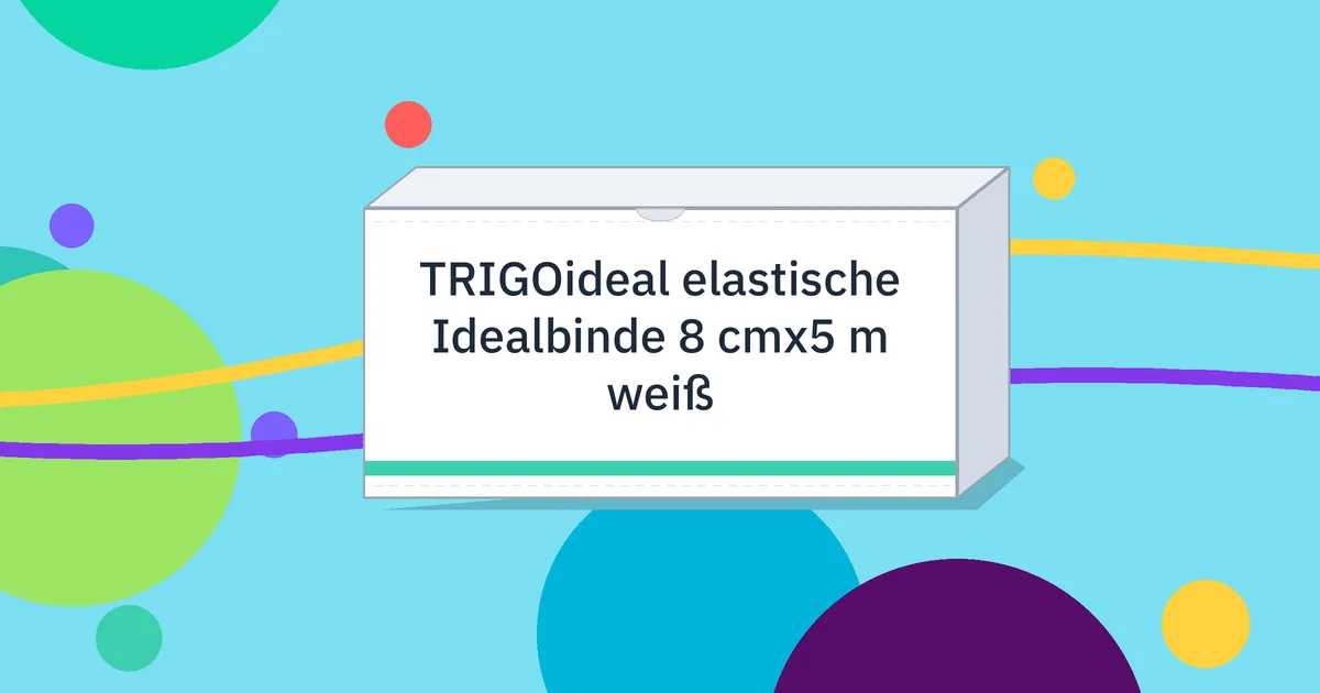 Symbolbild: Packung mit der Aufschrift TRIGOideal elastische Idealbinde 8 cmx5 m weiß (PZN 20342458) – Verfügbarkeit und Bezug in Apotheken in Frankfurt am Main