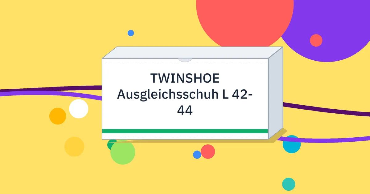 Symbolbild: Packung mit der Aufschrift TWINSHOE Ausgleichsschuh L 42-44 (PZN 16629510) – Verfügbarkeit und Bezug in Apotheken in Frankfurt am Main