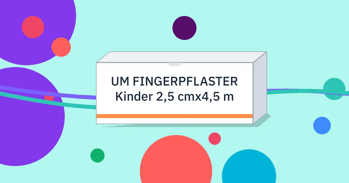 Symbolbild: Packung mit der Aufschrift UM FINGERPFLASTER Kinder 2,5 cmx4,5 m (PZN 11376263) – Verfügbarkeit und Bezug in Apotheken in Frankfurt am Main