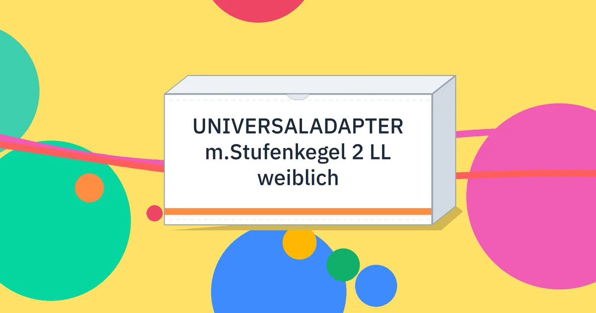 Symbolbild: Packung mit der Aufschrift UNIVERSALADAPTER m.Stufenkegel 2 LL weiblich (PZN 20138870) – Verfügbarkeit und Bezug in Apotheken in Frankfurt am Main