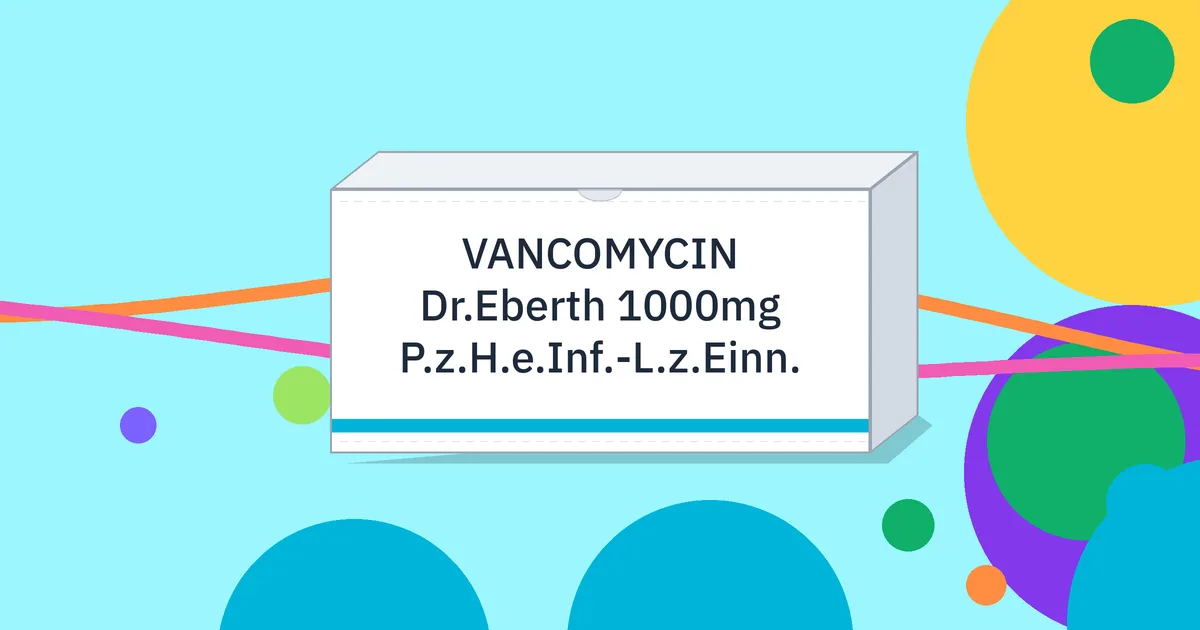 Symbolbild: Packung mit der Aufschrift VANCOMYCIN Dr.Eberth 1000mg P.z.H.e.Inf.-L.z.Einn. (PZN 12472508) – Verfügbarkeit und Bezug in Apotheken in Frankfurt am Main