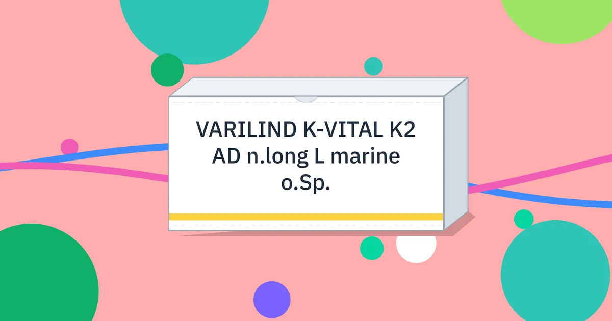 Symbolbild: Packung mit der Aufschrift VARILIND K-VITAL K2 AD n.long L marine o.Sp. (PZN 20567973) – Verfügbarkeit und Bezug in Apotheken in Frankfurt am Main