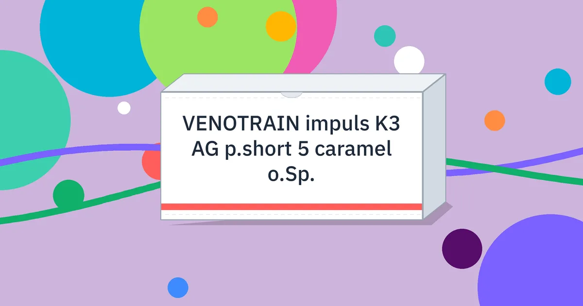 Symbolbild: Packung mit der Aufschrift VENOTRAIN impuls K3 AG p.short 5 caramel o.Sp. (PZN 08421362) – Verfügbarkeit und Bezug in Apotheken in Frankfurt am Main