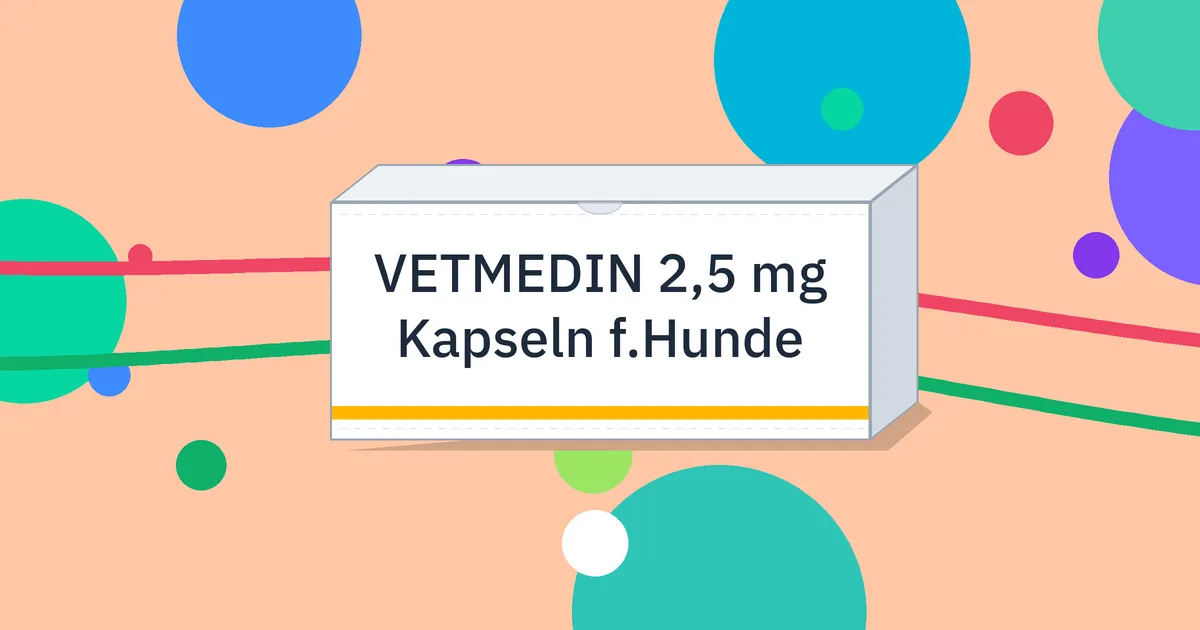 Symbolbild: Packung mit der Aufschrift VETMEDIN 2,5 mg Kapseln f.Hunde (PZN 00646133) – Verfügbarkeit und Bezug in Apotheken in Frankfurt am Main