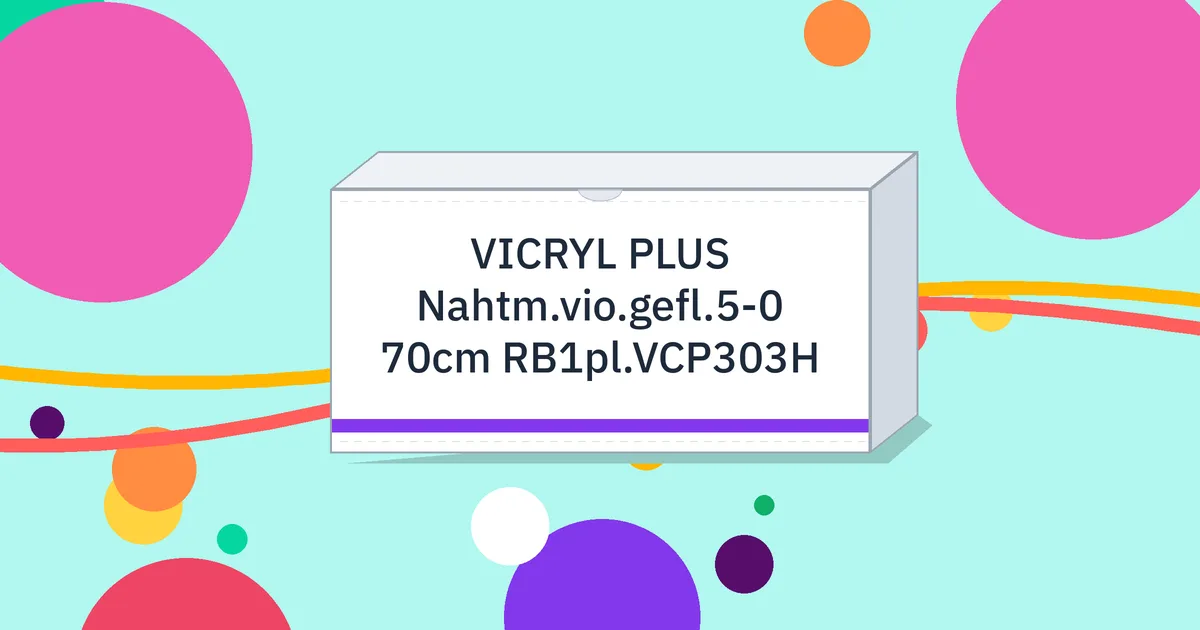 Symbolbild: Packung mit der Aufschrift VICRYL PLUS Nahtm.vio.gefl.5-0 70cm RB1pl.VCP303H (PZN 16147604) – Verfügbarkeit und Bezug in Apotheken in Frankfurt am Main