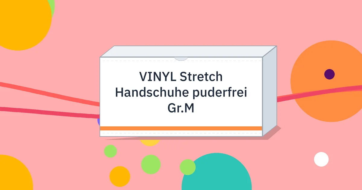 Symbolbild: Packung mit der Aufschrift VINYL Stretch Handschuhe puderfrei Gr.M (PZN 09544670) – Verfügbarkeit und Bezug in Apotheken in Frankfurt am Main
