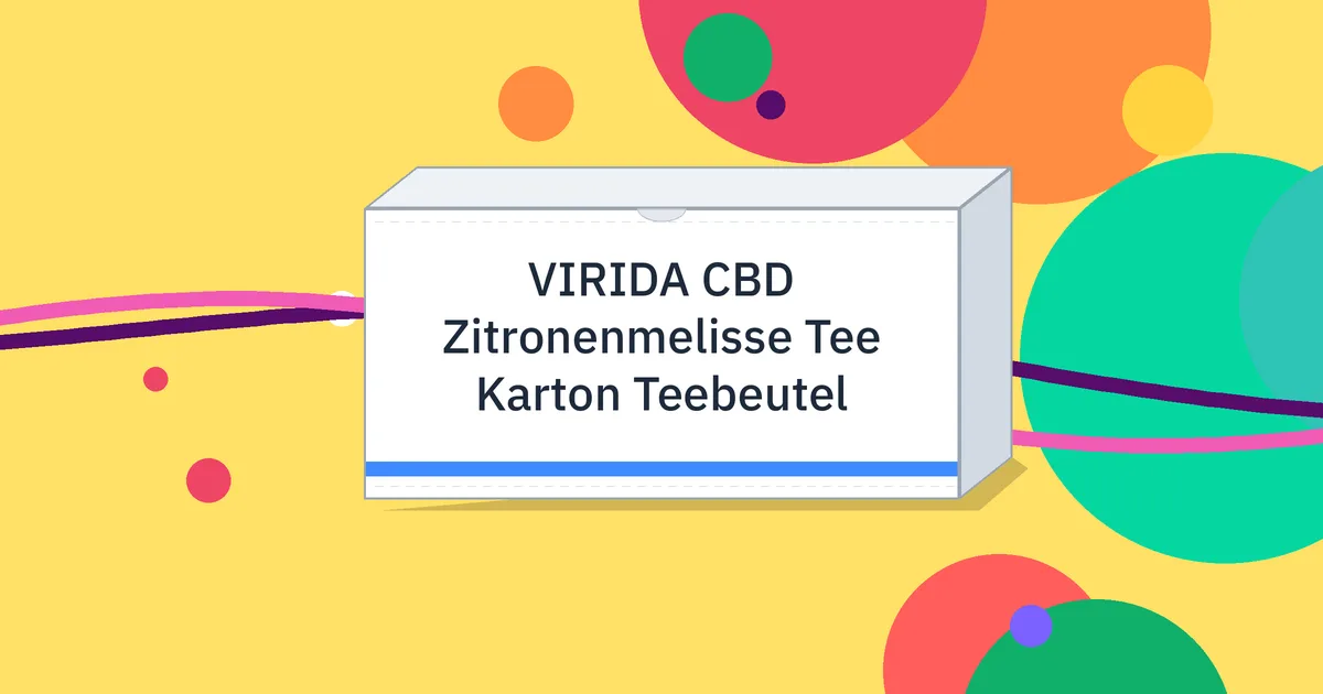 Symbolbild: Packung mit der Aufschrift VIRIDA CBD Zitronenmelisse Tee Karton Teebeutel (PZN 17536182) – Verfügbarkeit und Bezug in Apotheken in Frankfurt am Main
