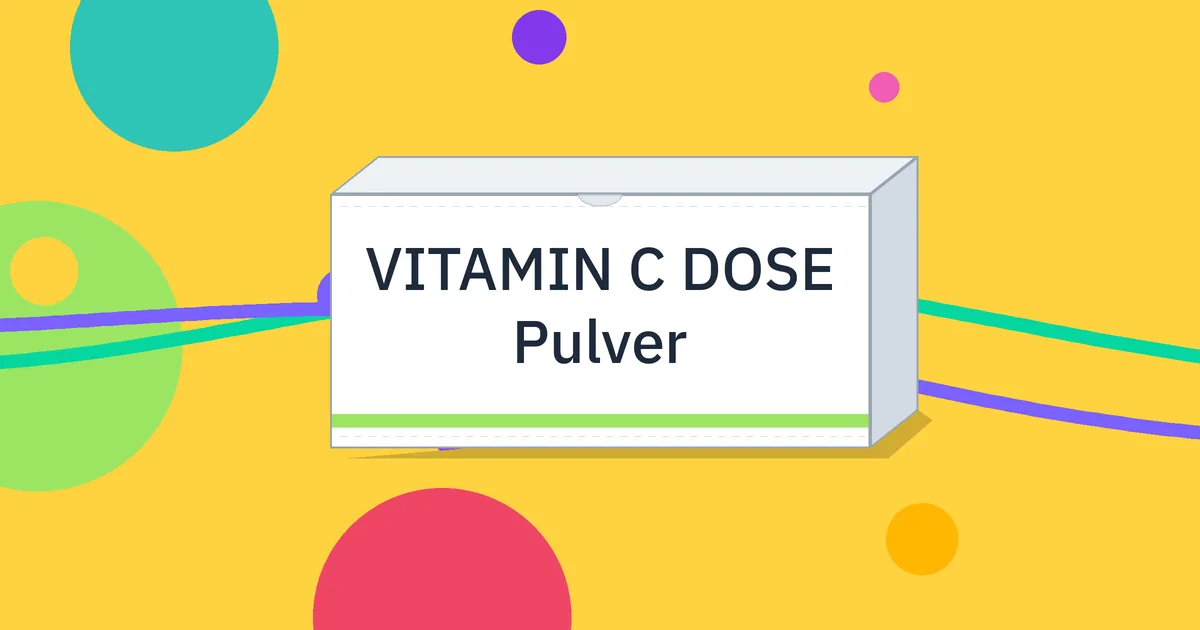 Symbolbild: Packung mit der Aufschrift VITAMIN C DOSE Pulver (PZN 04833458) – Verfügbarkeit und Bezug in Apotheken in Frankfurt am Main