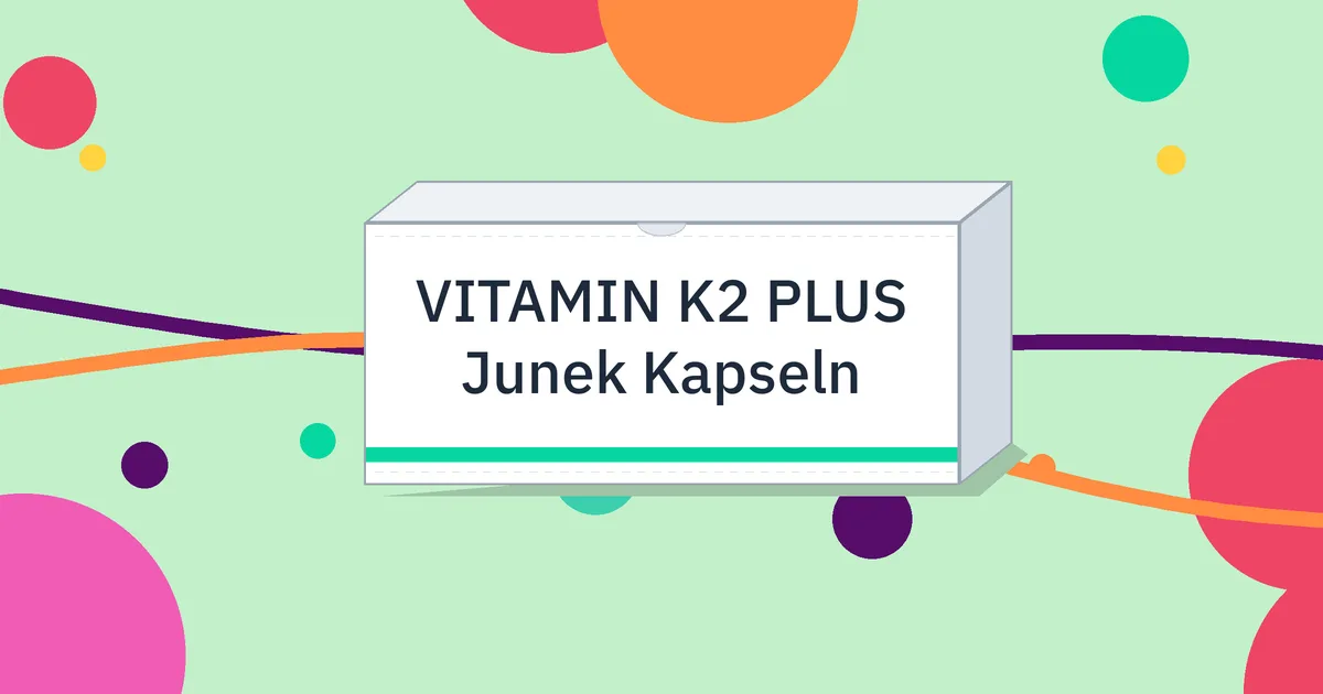 Symbolbild: Packung mit der Aufschrift VITAMIN K2 PLUS Junek Kapseln (PZN 11189590) – Verfügbarkeit und Bezug in Apotheken in Frankfurt am Main