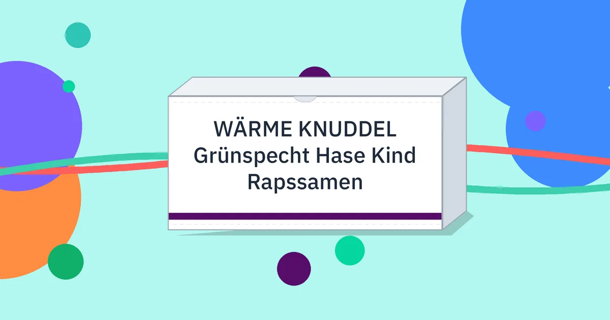 Symbolbild: Packung mit der Aufschrift WÄRME KNUDDEL Grünspecht Hase Kind Rapssamen (PZN 12608557) – Verfügbarkeit und Bezug in Apotheken in Frankfurt am Main