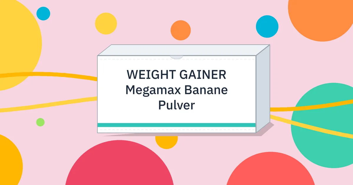 Symbolbild: Packung mit der Aufschrift WEIGHT GAINER Megamax Banane Pulver (PZN 07345989) – Verfügbarkeit und Bezug in Apotheken in Frankfurt am Main