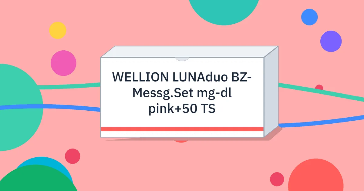 Symbolbild: Packung mit der Aufschrift WELLION LUNAduo BZ-Messg.Set mg-dl pink+50 TS (PZN 11849460) – Verfügbarkeit und Bezug in Apotheken in Frankfurt am Main