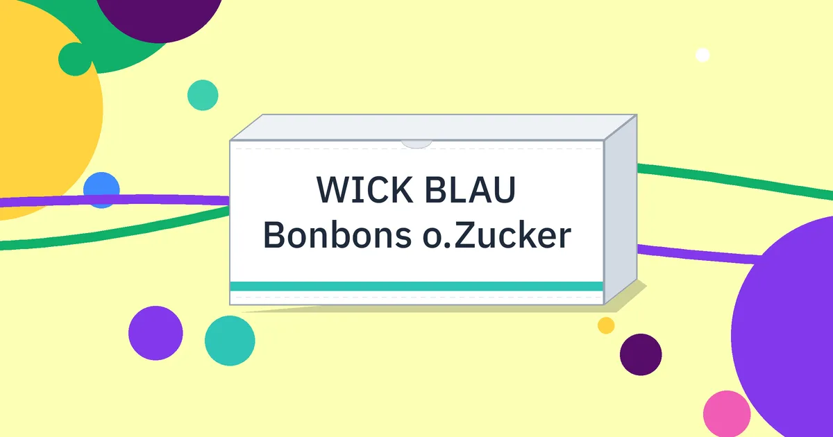 Symbolbild: Packung mit der Aufschrift WICK BLAU Bonbons o.Zucker (PZN 08861658) – Verfügbarkeit und Bezug in Apotheken in Frankfurt am Main