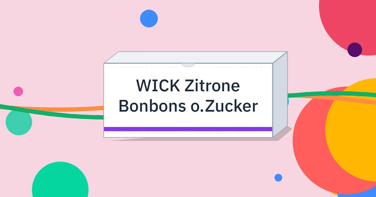 Symbolbild: Packung mit der Aufschrift WICK Zitrone Bonbons o.Zucker (PZN 08861687) – Verfügbarkeit und Bezug in Apotheken in Frankfurt am Main