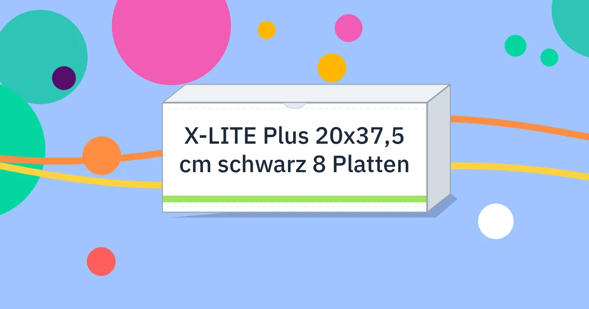 Symbolbild: Packung mit der Aufschrift X-LITE Plus 20x37,5 cm schwarz 8 Platten (PZN 14405048) – Verfügbarkeit und Bezug in Apotheken in Frankfurt am Main