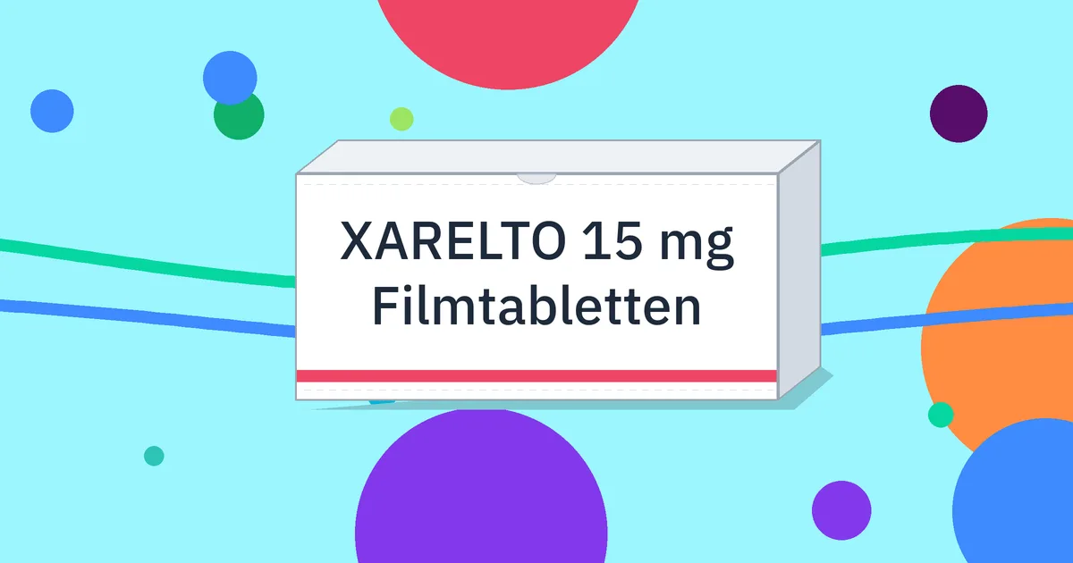 Symbolbild: Packung mit der Aufschrift XARELTO 15 mg Filmtabletten (PZN 19505576) – Verfügbarkeit und Bezug in Apotheken in Frankfurt am Main