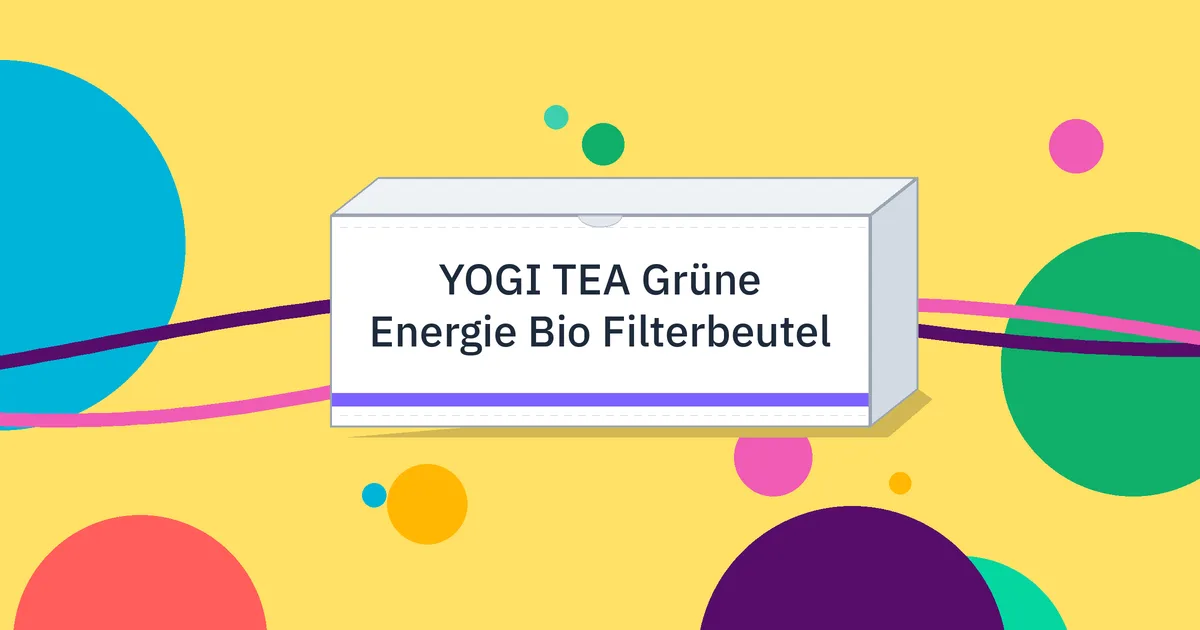 Symbolbild: Packung mit der Aufschrift YOGI TEA Grüne Energie Bio Filterbeutel (PZN 09688127) – Verfügbarkeit und Bezug in Apotheken in Frankfurt am Main