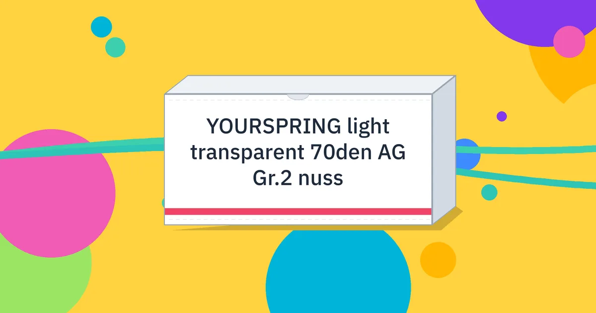 Symbolbild: Packung mit der Aufschrift YOURSPRING light transparent 70den AG Gr.2 nuss (PZN 18056219) – Verfügbarkeit und Bezug in Apotheken in Frankfurt am Main