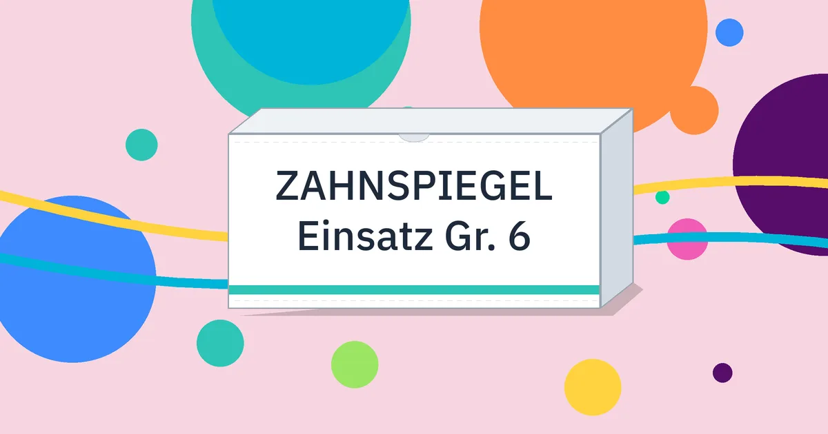 Symbolbild: Packung mit der Aufschrift ZAHNSPIEGEL Einsatz Gr. 6 (PZN 02446846) – Verfügbarkeit und Bezug in Apotheken in Frankfurt am Main