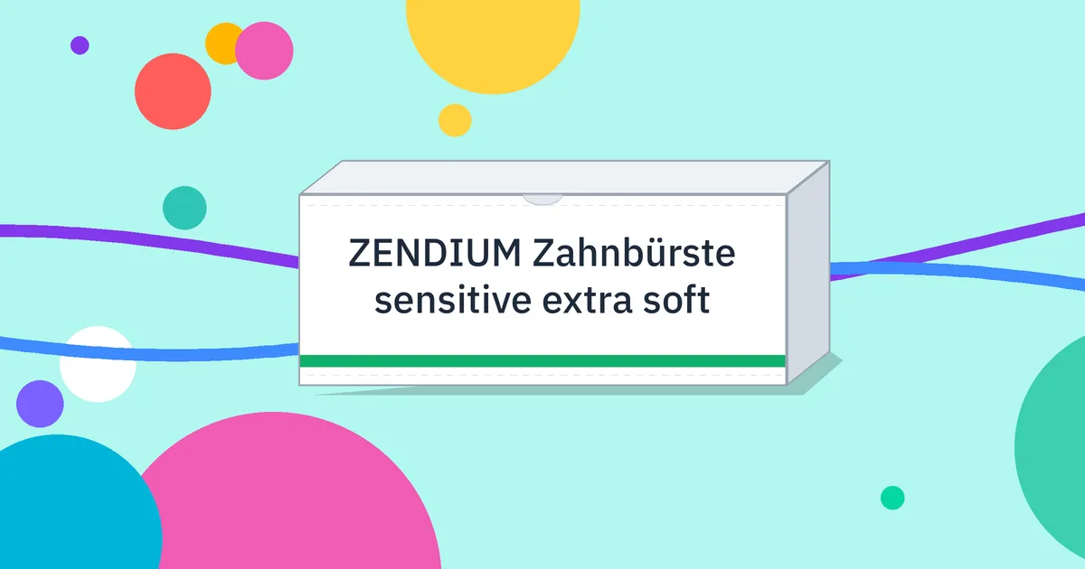 Symbolbild: Packung mit der Aufschrift ZENDIUM Zahnbürste sensitive extra soft (PZN 11538346) – Verfügbarkeit und Bezug in Apotheken in Frankfurt am Main