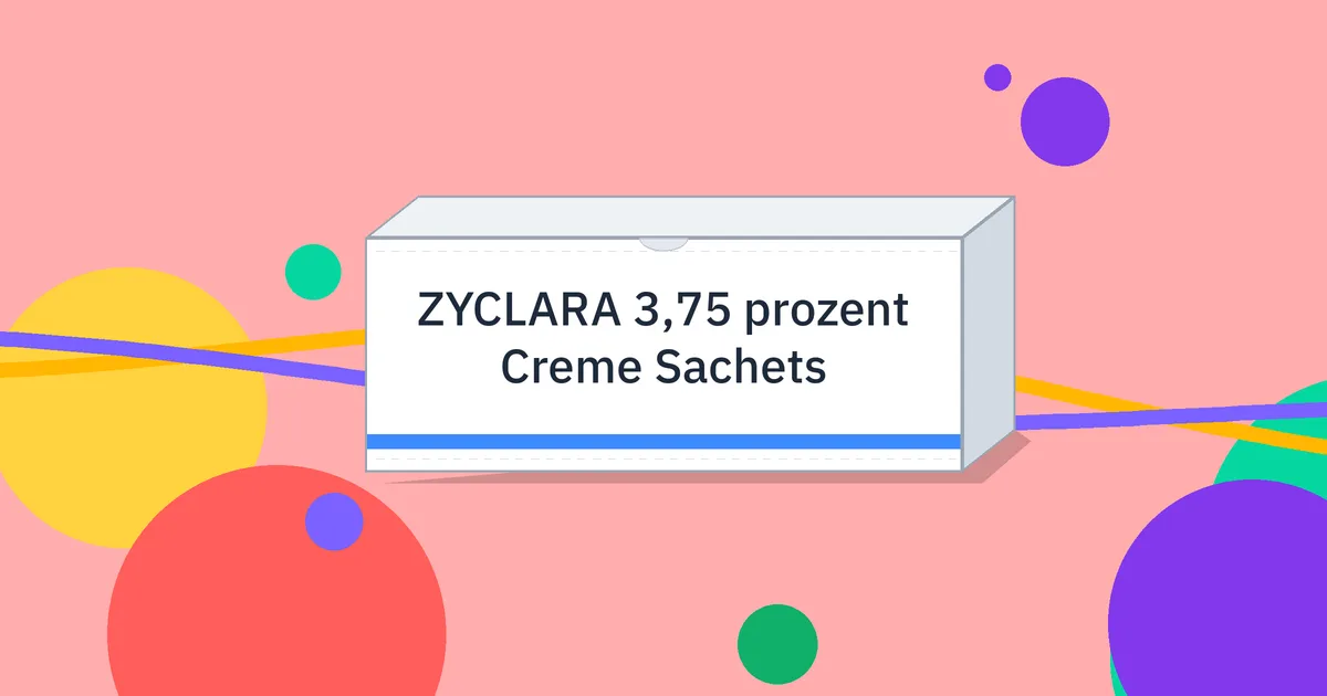 Symbolbild: Packung mit der Aufschrift ZYCLARA 3,75 prozent Creme Sachets (PZN 11664424) – Verfügbarkeit und Bezug in Apotheken in Frankfurt am Main