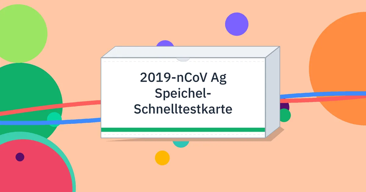 Symbolbild: Packung mit der Aufschrift 2019-nCoV Ag Speichel-Schnelltestkarte (PZN 17855875) – Verfügbarkeit und Bezug in Apotheken in Frankfurt am Main