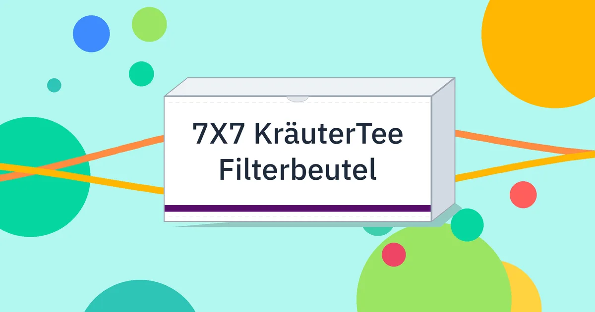 Symbolbild: Packung mit der Aufschrift 7X7 KräuterTee Filterbeutel (PZN 19946820) – Verfügbarkeit und Bezug in Apotheken in Frankfurt am Main