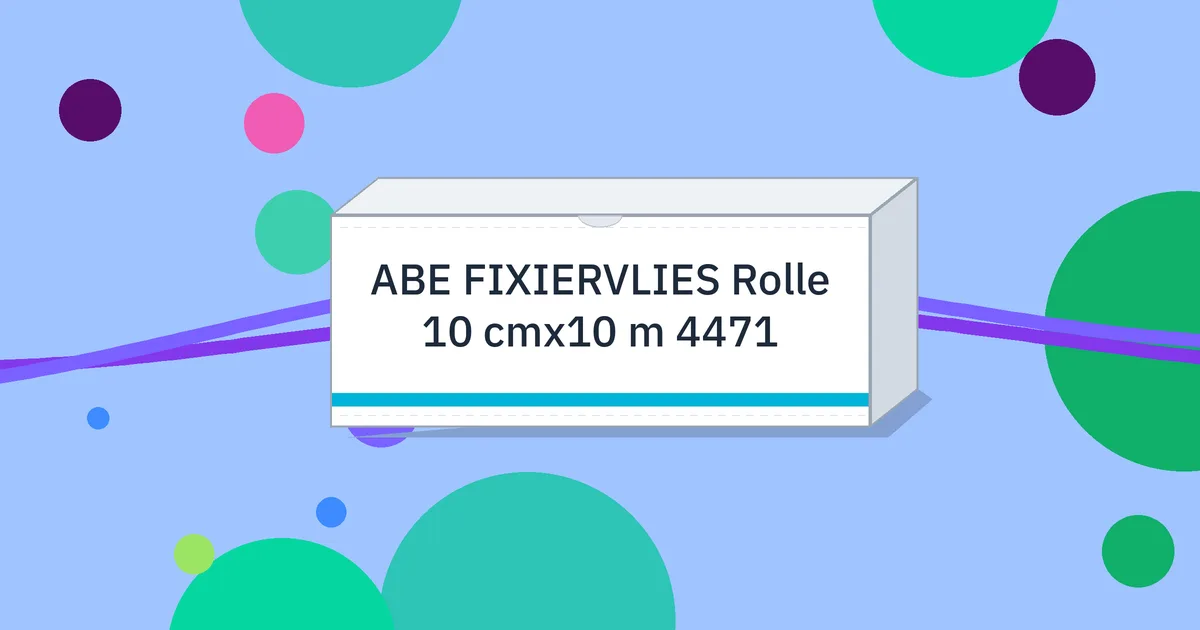 Symbolbild: Packung mit der Aufschrift ABE FIXIERVLIES Rolle 10 cmx10 m 4471 (PZN 15590102) – Verfügbarkeit und Bezug in Apotheken in Frankfurt am Main
