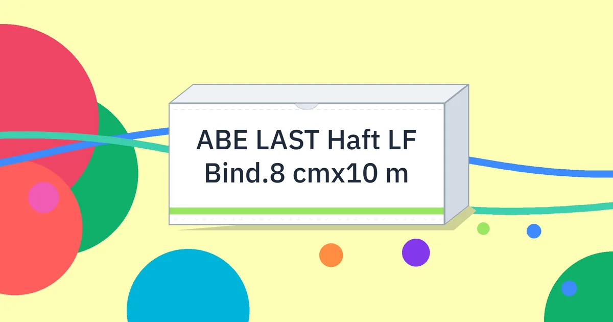Symbolbild: Packung mit der Aufschrift ABE LAST Haft LF Bind.8 cmx10 m (PZN 00823782) – Verfügbarkeit und Bezug in Apotheken in Frankfurt am Main