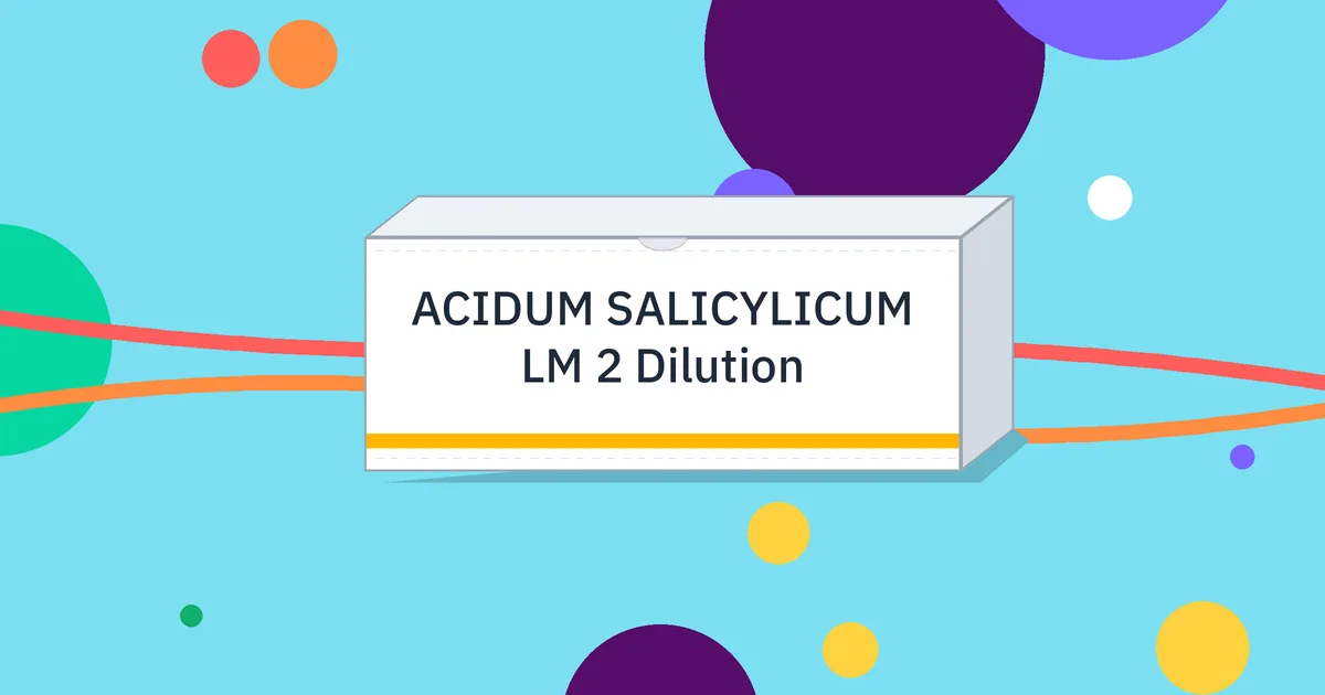 Symbolbild: Packung mit der Aufschrift ACIDUM SALICYLICUM LM 2 Dilution (PZN 13281710) – Verfügbarkeit und Bezug in Apotheken in Frankfurt am Main