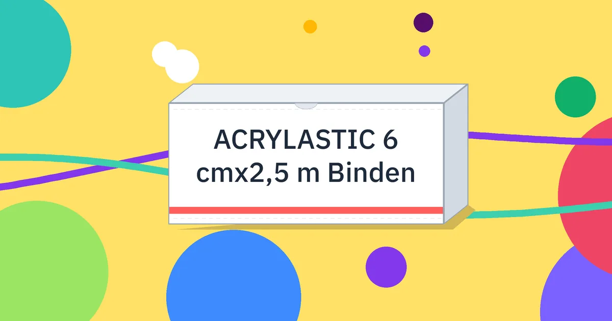 Symbolbild: Packung mit der Aufschrift ACRYLASTIC 6 cmx2,5 m Binden (PZN 02035095) – Verfügbarkeit und Bezug in Apotheken in Frankfurt am Main