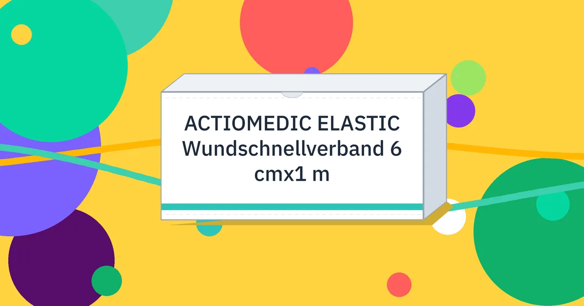 Symbolbild: Packung mit der Aufschrift ACTIOMEDIC ELASTIC Wundschnellverband 6 cmx1 m (PZN 08883281) – Verfügbarkeit und Bezug in Apotheken in Frankfurt am Main