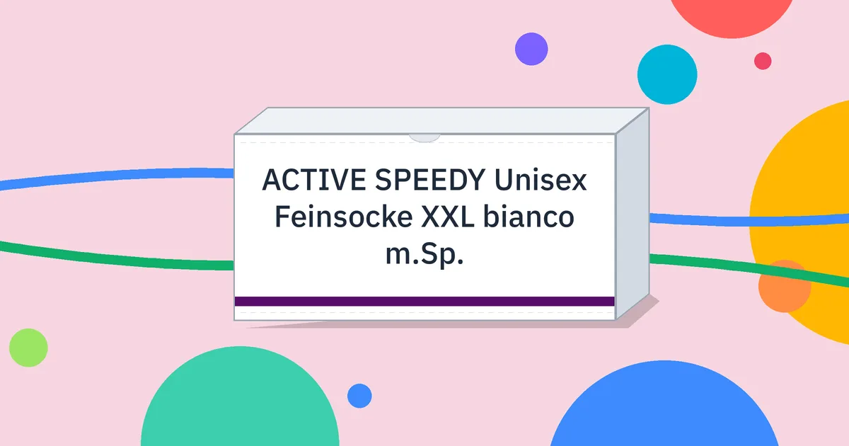 Symbolbild: Packung mit der Aufschrift ACTIVE SPEEDY Unisex Feinsocke XXL bianco m.Sp. (PZN 16194880) – Verfügbarkeit und Bezug in Apotheken in Frankfurt am Main