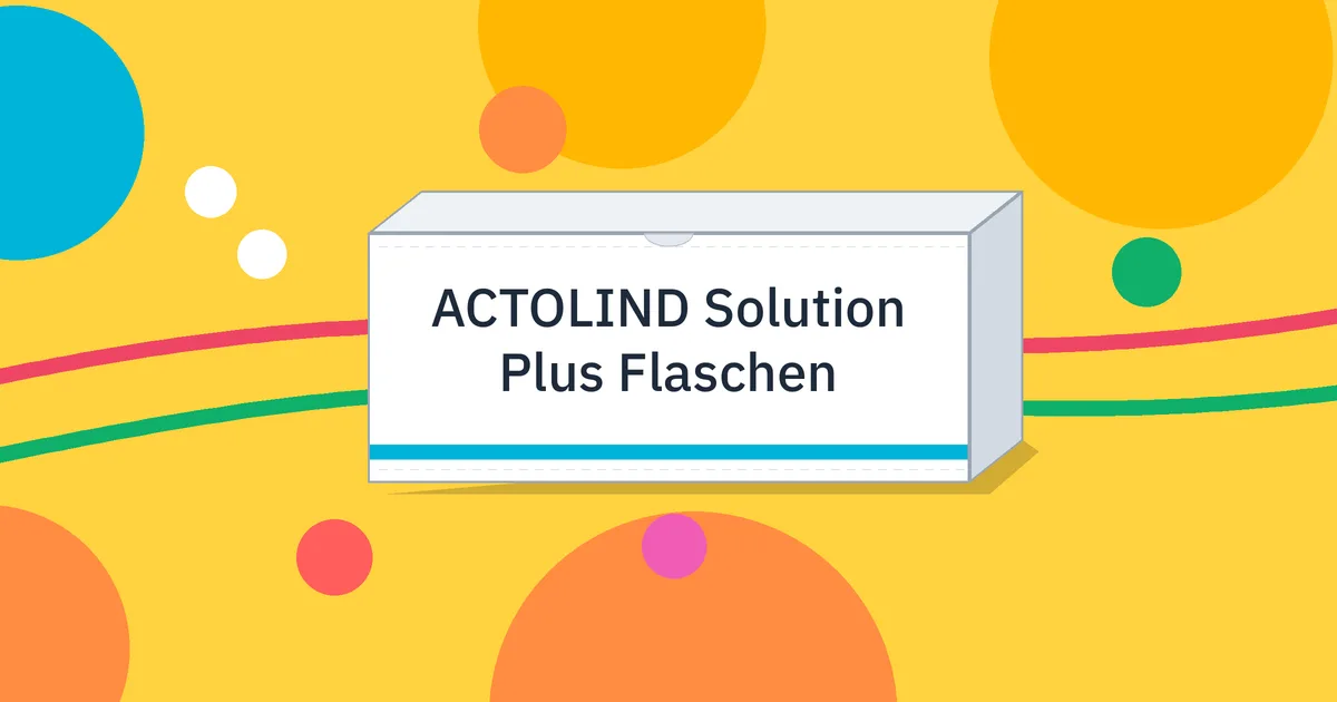 Symbolbild: Packung mit der Aufschrift ACTOLIND Solution Plus Flaschen (PZN 17586932) – Verfügbarkeit und Bezug in Apotheken in Frankfurt am Main