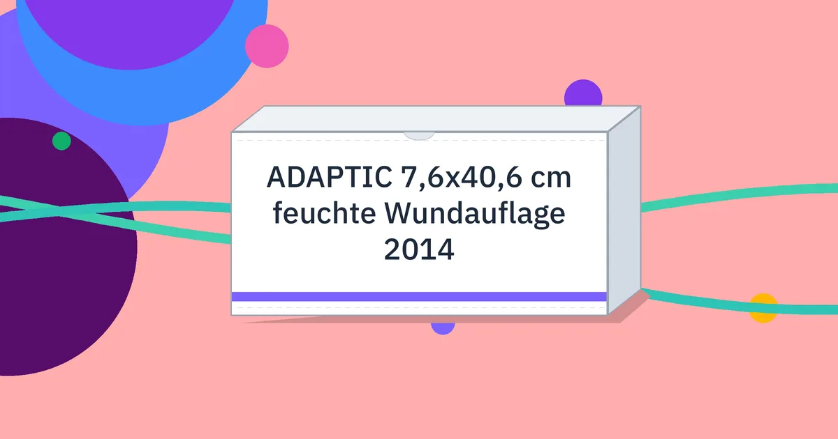 Symbolbild: Packung mit der Aufschrift ADAPTIC 7,6x40,6 cm feuchte Wundauflage 2014 (PZN 17311164) – Verfügbarkeit und Bezug in Apotheken in Frankfurt am Main