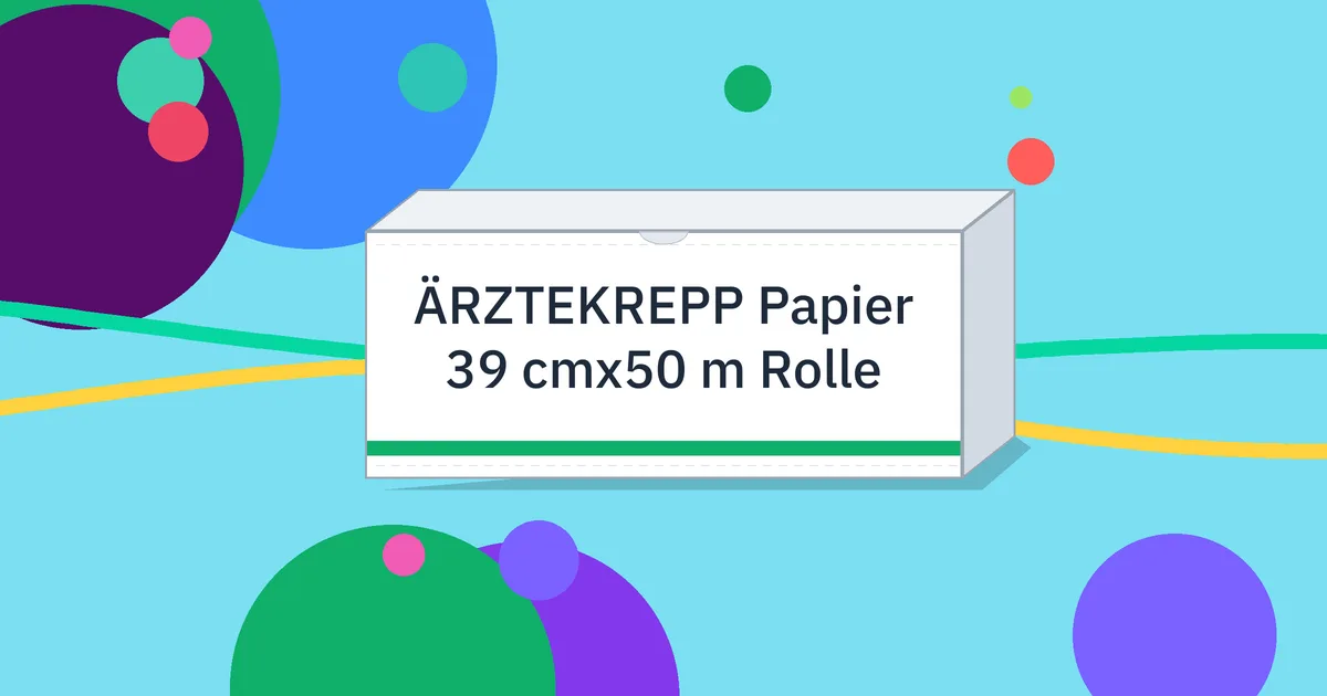 Symbolbild: Packung mit der Aufschrift ÄRZTEKREPP Papier 39 cmx50 m Rolle (PZN 10313450) – Verfügbarkeit und Bezug in Apotheken in Frankfurt am Main