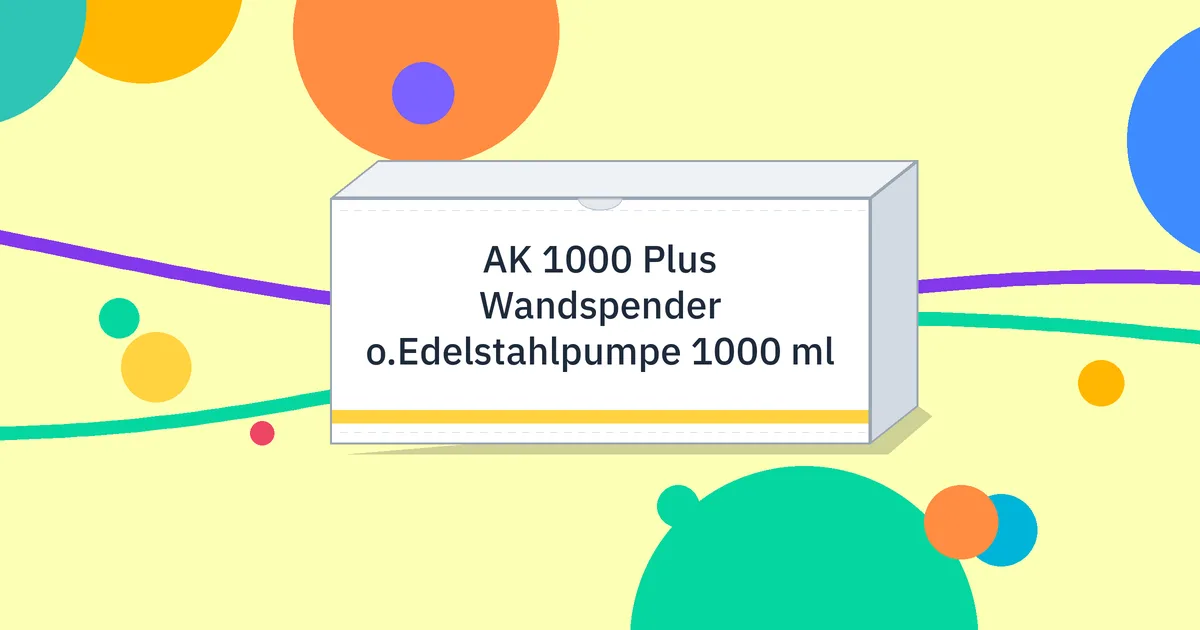 Symbolbild: Packung mit der Aufschrift AK 1000 Plus Wandspender o.Edelstahlpumpe 1000 ml (PZN 15870942) – Verfügbarkeit und Bezug in Apotheken in Frankfurt am Main