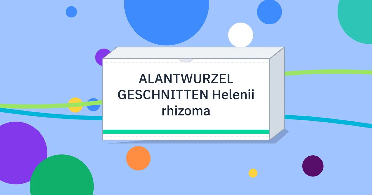 Symbolbild: Packung mit der Aufschrift ALANTWURZEL GESCHNITTEN Helenii rhizoma (PZN 20953972) – Verfügbarkeit und Bezug in Apotheken in Frankfurt am Main