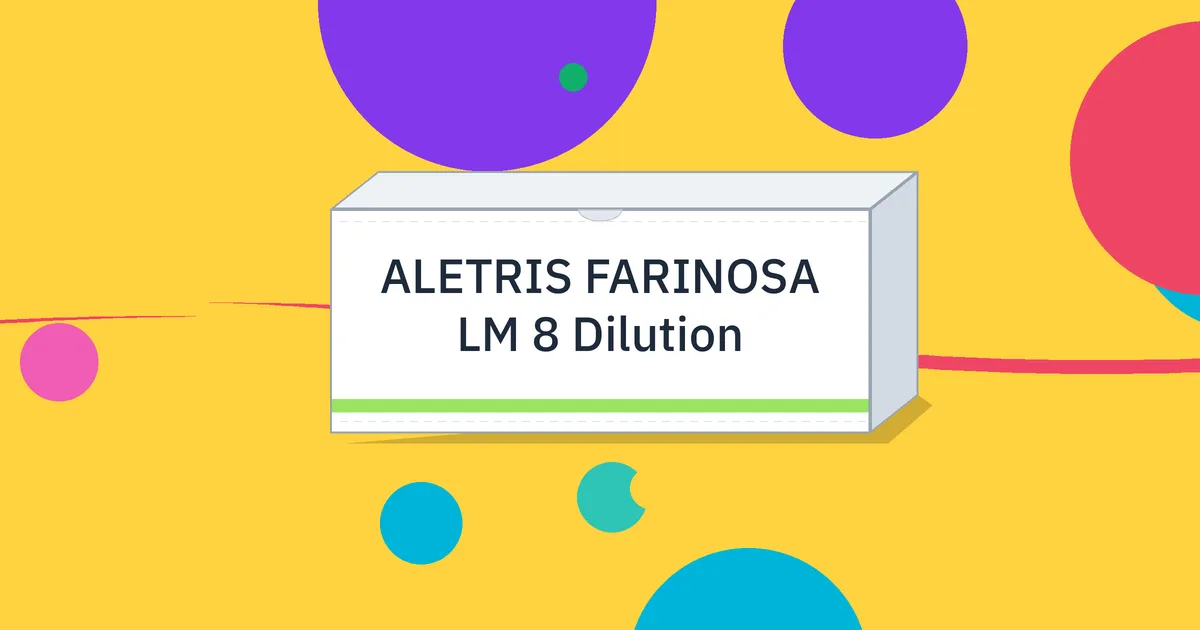 Symbolbild: Packung mit der Aufschrift ALETRIS FARINOSA LM 8 Dilution (PZN 13309638) – Verfügbarkeit und Bezug in Apotheken in Frankfurt am Main