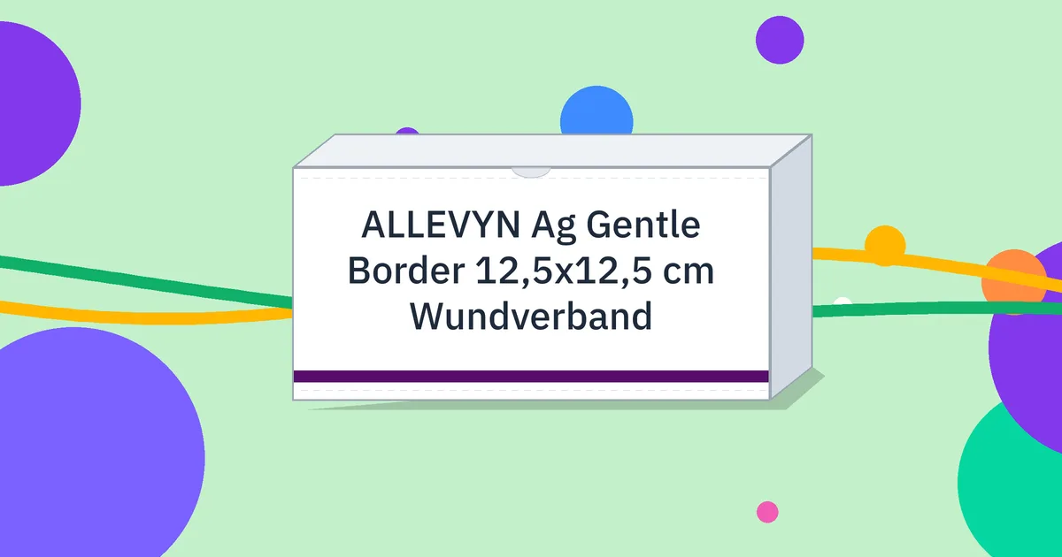 Symbolbild: Packung mit der Aufschrift ALLEVYN Ag Gentle Border 12,5x12,5 cm Wundverband (PZN 19874859) – Verfügbarkeit und Bezug in Apotheken in Frankfurt am Main