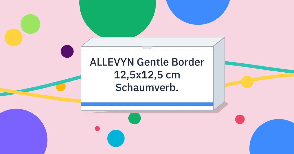 Symbolbild: Packung mit der Aufschrift ALLEVYN Gentle Border 12,5x12,5 cm Schaumverb. (PZN 20574476) – Verfügbarkeit und Bezug in Apotheken in Frankfurt am Main