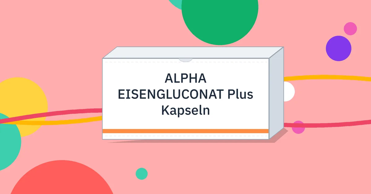 Symbolbild: Packung mit der Aufschrift ALPHA EISENGLUCONAT Plus Kapseln (PZN 20097289) – Verfügbarkeit und Bezug in Apotheken in Frankfurt am Main
