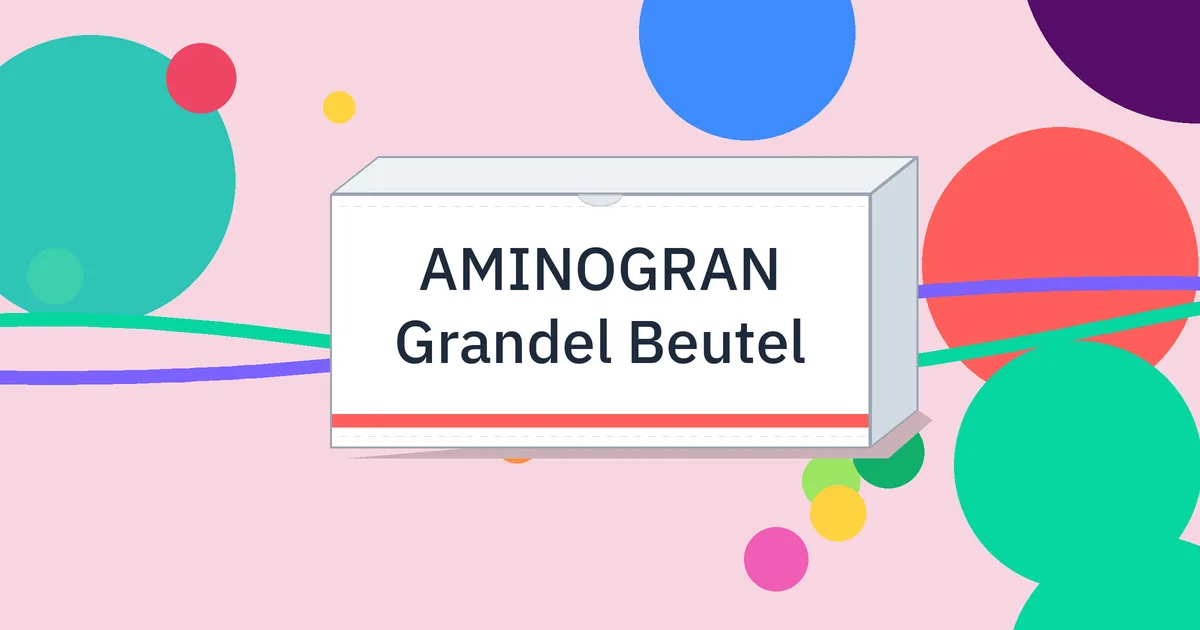 Symbolbild: Packung mit der Aufschrift AMINOGRAN Grandel Beutel (PZN 06147247) – Verfügbarkeit und Bezug in Apotheken in Frankfurt am Main