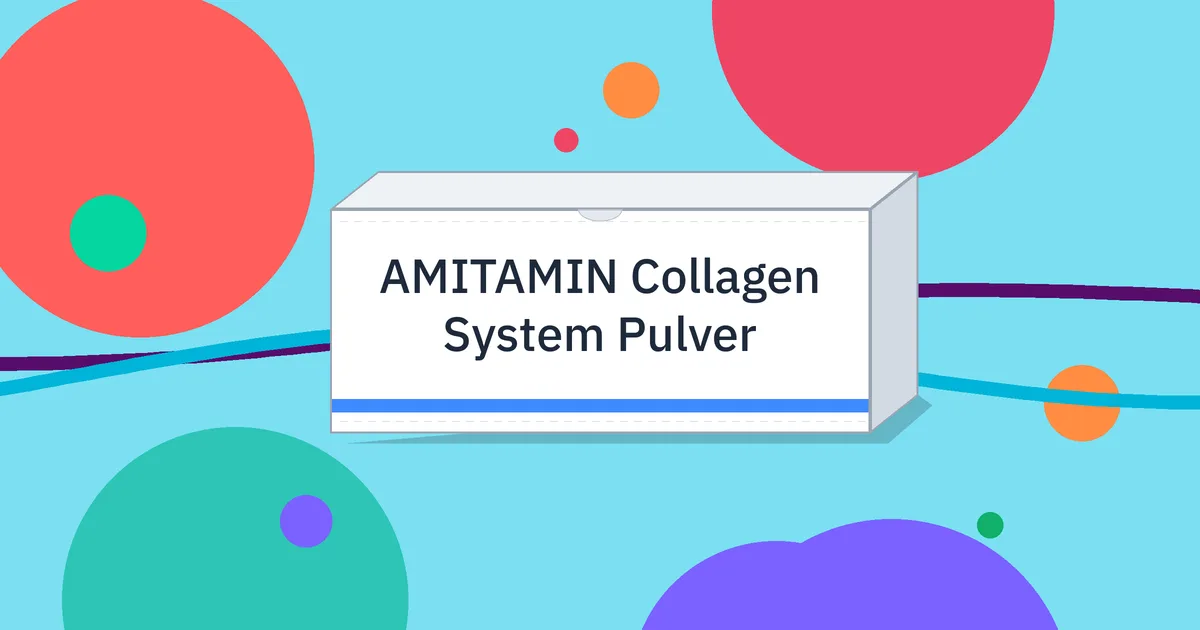 Symbolbild: Packung mit der Aufschrift AMITAMIN Collagen System Pulver (PZN 17853824) – Verfügbarkeit und Bezug in Apotheken in Frankfurt am Main