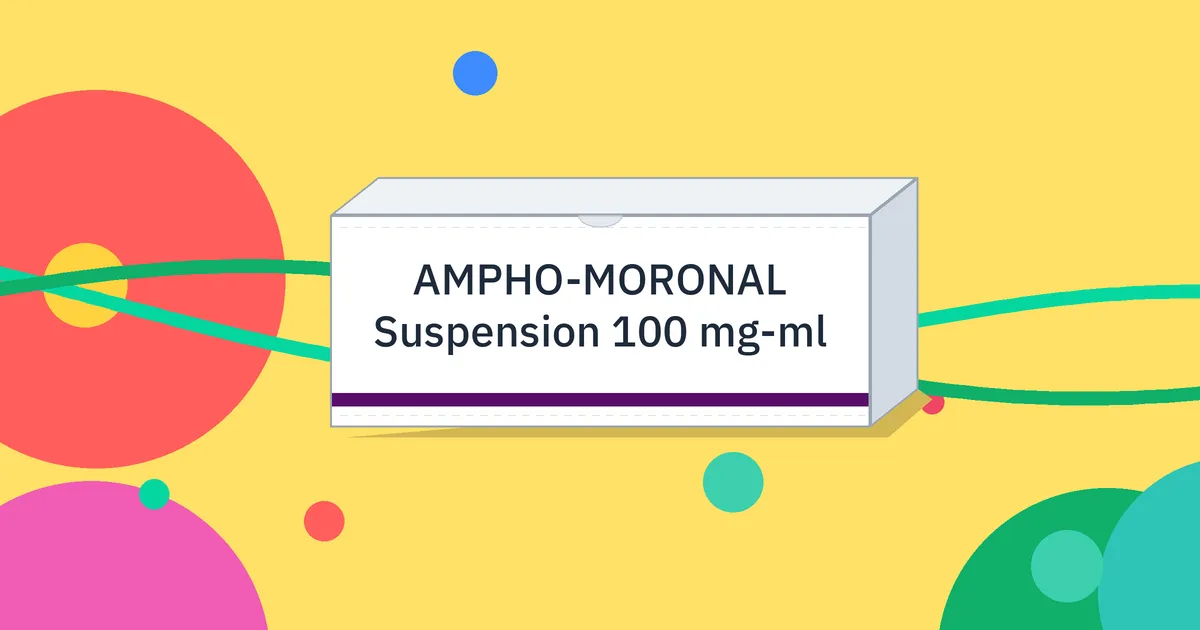 Symbolbild: Packung mit der Aufschrift AMPHO-MORONAL Suspension 100 mg-ml (PZN 06180078) – Verfügbarkeit und Bezug in Apotheken in Frankfurt am Main