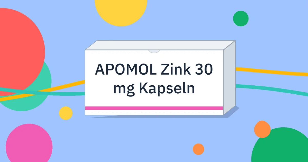 Symbolbild: Packung mit der Aufschrift APOMOL Zink 30 mg Kapseln (PZN 20574619) – Verfügbarkeit und Bezug in Apotheken in Frankfurt am Main