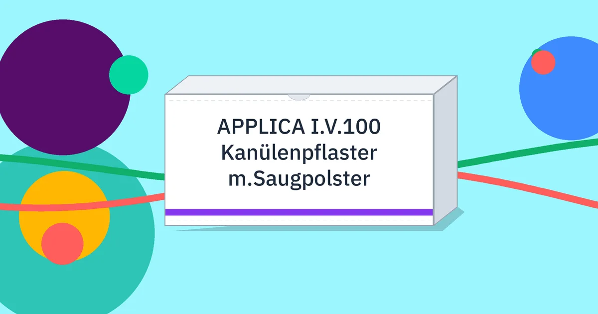 Symbolbild: Packung mit der Aufschrift APPLICA I.V.100 Kanülenpflaster m.Saugpolster (PZN 10274974) – Verfügbarkeit und Bezug in Apotheken in Frankfurt am Main